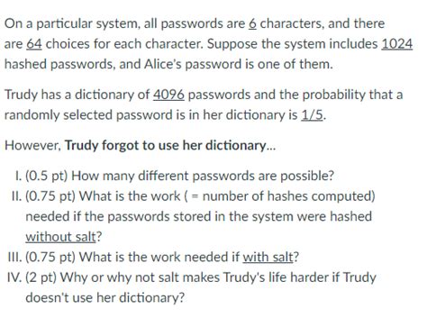 Solved On A Particular System All Passwords Are 6 Chegg Com