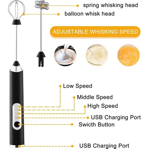 Bomstom 2 в 1 миксер за разпенване на мляко Usb акумулатор 2 глави 3 скорости за капучино