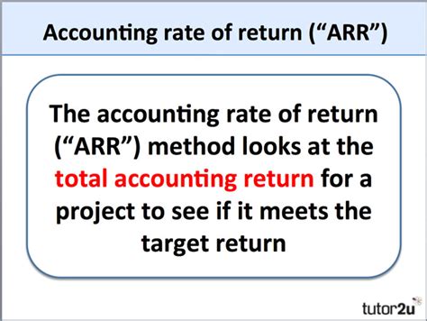 Investment Appraisal Arr Business Tutor2u