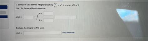 Solved 1 Point Set Up A Definite Integral For Solving
