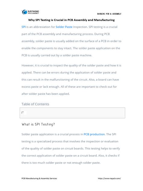 Why Spi Testing Is Crucial In Pcb Assembly And Manufacturing Pdf