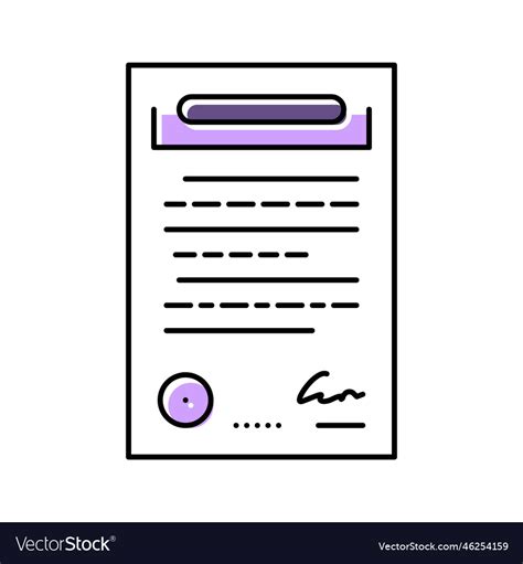 Contract Paper Document Color Icon Royalty Free Vector Image