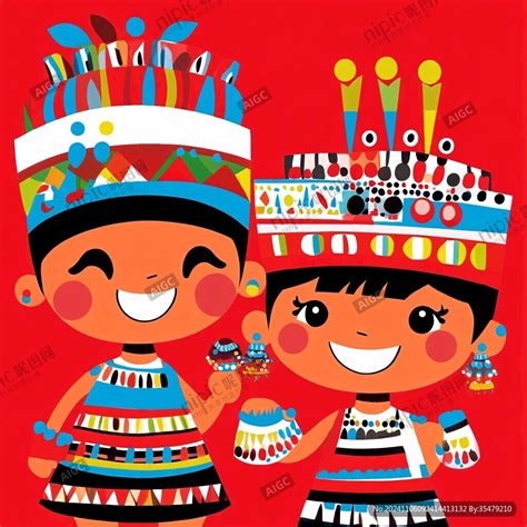 Ai创作图卡通苗族男女 卡通景颇族男女 卡通门巴族男女 阿昌族男孩女孩 卡通傈僳族男女 卡通拉祜族男女 基诺族男孩女孩 基诺族人物情侣插画 壮族男孩女孩 高山族男孩女孩 小数民族插画 土族男孩