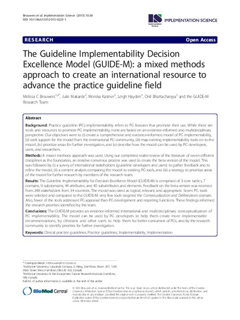 Pdf The Guideline Implementability Decision Excellence Model Guide M