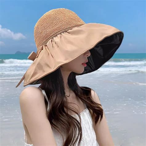 인기 예쁜 여름 자외선 차단 해변 모자 바캉스 밀짚 모자 에이블리