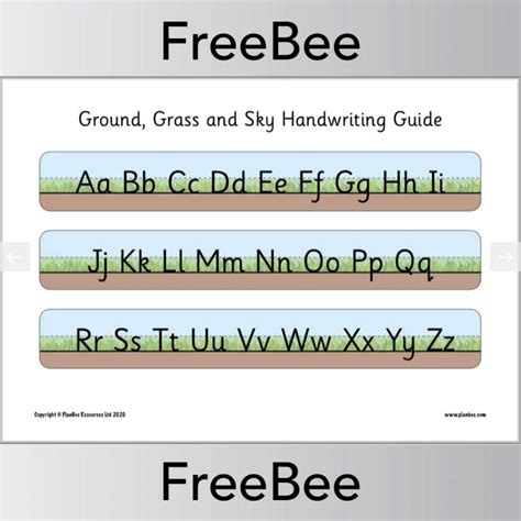 A Poster With The Words Freebee And Ground Grass And Sky Handwriting Guide