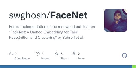 Github Swghoshfacenet Keras Implementation Of The Renowned