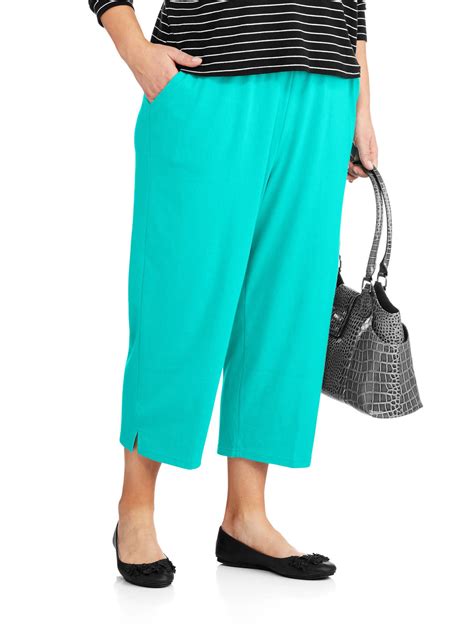 Womens Plus Size Essential Pull On Knit Capris