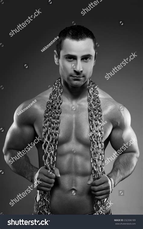 Sexy Man Chains Black White Portrait Stock Photo 232306189 Shutterstock