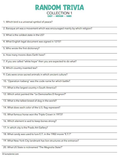 Printable Trivia Worksheets Duck Printable