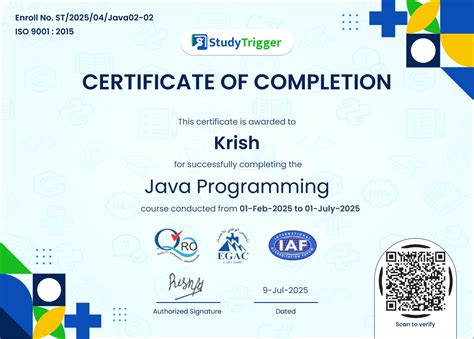 Krish Java Programming Certificate Study Trigger
