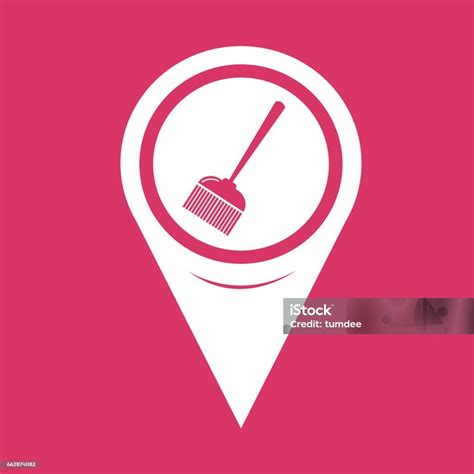 Map Pin Pointer Broom Icon Stock Illustration Download Image Now