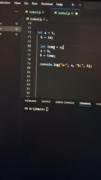 Swap Two Variables In Javascript Using A Temporary Variables