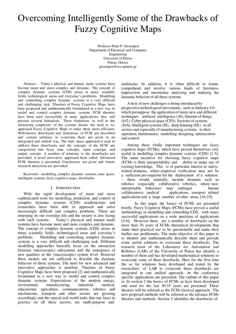 PDF Overcoming Intelligently Some Of The Drawbacks Of Fuzzy Cognitive Maps