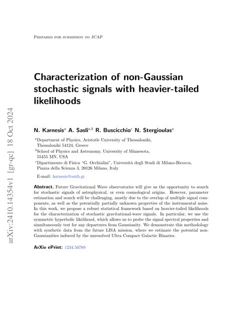 Pdf Characterization Of Non Gaussian Stochastic Signals With Heavier Tailed Likelihoods
