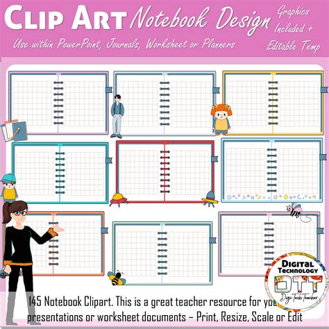 Notebook Vector Clipart Notebook Powerpoint Element Notebook Text Frame Clipart Editable