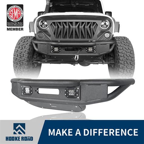 Hookeroad Jeep Jk Stubby Front Bumper Wwinch Plate For 2007 2018 Jeep