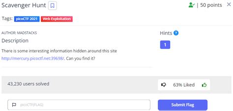 Picoctf Scavenger Hunt Pentest Journeys