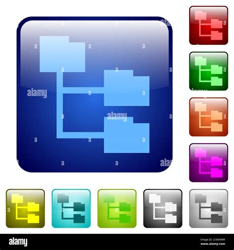 set of folder structure color glass rounded square buttons stock vector image and art alamy