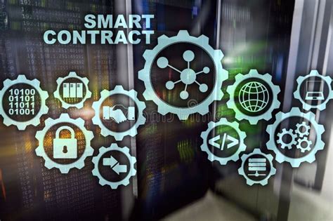 Contrato Inteligente Sobre O Fundo Da Sala De Servidores Moderna Tecnologia Empresarial Foto