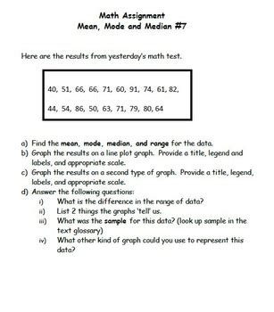 Mean Mode Median And Range Poster And Assignments By Runde S Room