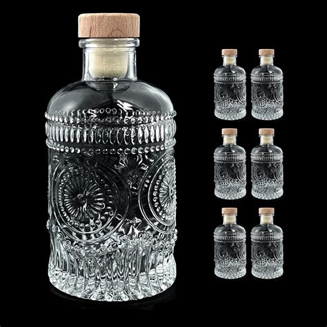 6 Pack 6oz Glass Bottles With T Top Cork Stoppers 200ml