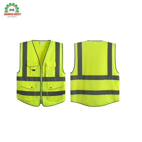 Hi Visibility Safety Vest With Reflective Stripes And Pockets