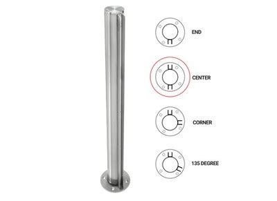 T1000 24 Center Post 15 Round Partition Post Polished Stainless