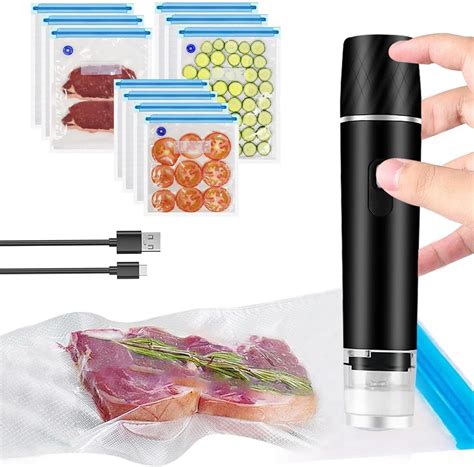 Handheld Portable Mini Vacuum Sealer With 10 Pcs Reusable Food Storage