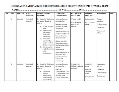 2025 Grade 9 Rationalized Pre Technical Studies Schemes Of Work Term 1