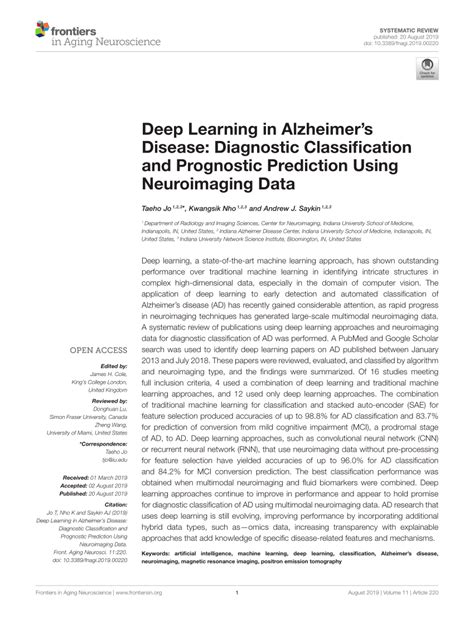 Pdf Deep Learning In Alzheimers Disease Diagnostic Classification And Prognostic Prediction