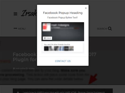 Facebook Page Popup Like Lightbox 2017 Plugin For Blogger Blogs Irsah InDesigns Blog