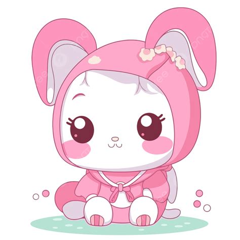 Meu Melody Clipart Coelhinho Usando Um Lindo Desenho Rosa Vetor Png