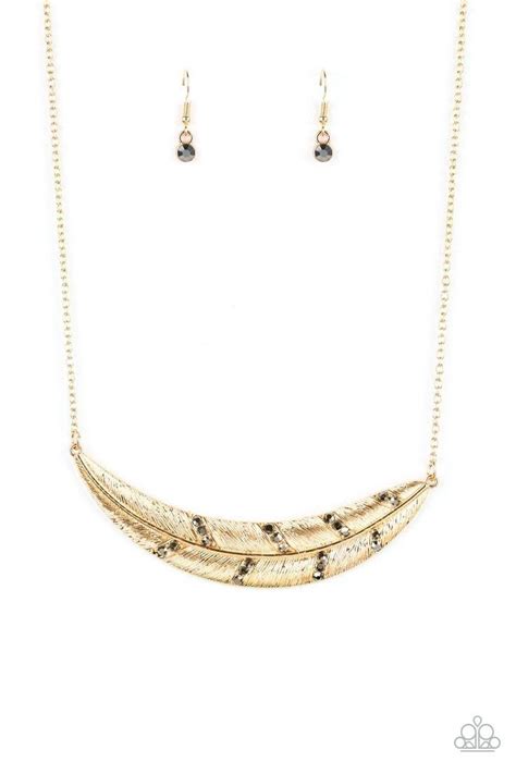 Paparazzi Jewelry Gold Necklace Hematite Rhinestone Short Necklace