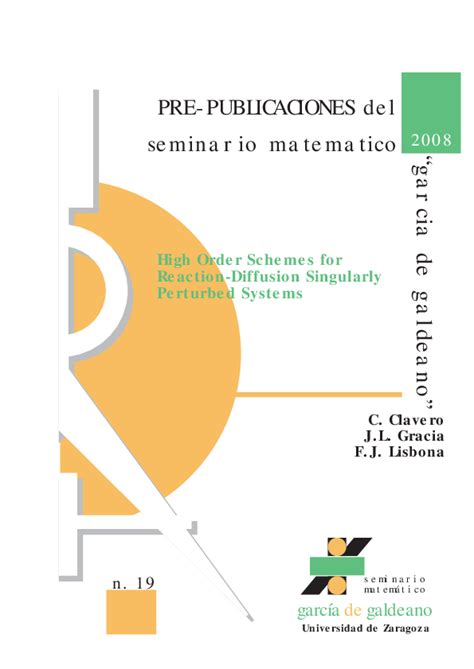 Pdf High Order Schemes For Reaction Diffusion Singularly Perturbed Systems