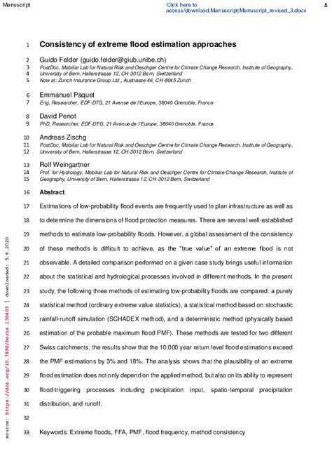 Pdf Consistency Of Extreme Flood Estimation Approaches