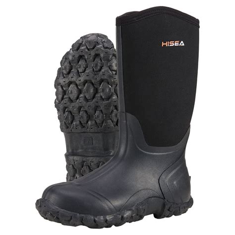 Hisea Mens Waterproof Rubber Boots Insulated Work Muck Boots