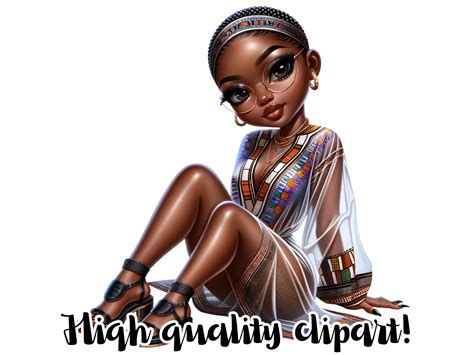 Digital African Chibi Girls Printable African Gilrs Clipart African