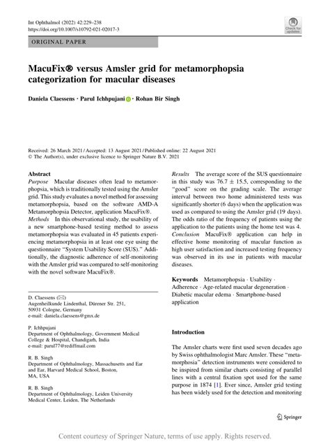 Macufix® Versus Amsler Grid For Metamorphopsia Categorization For