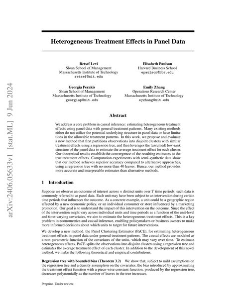 Pdf Heterogeneous Treatment Effects In Panel Data