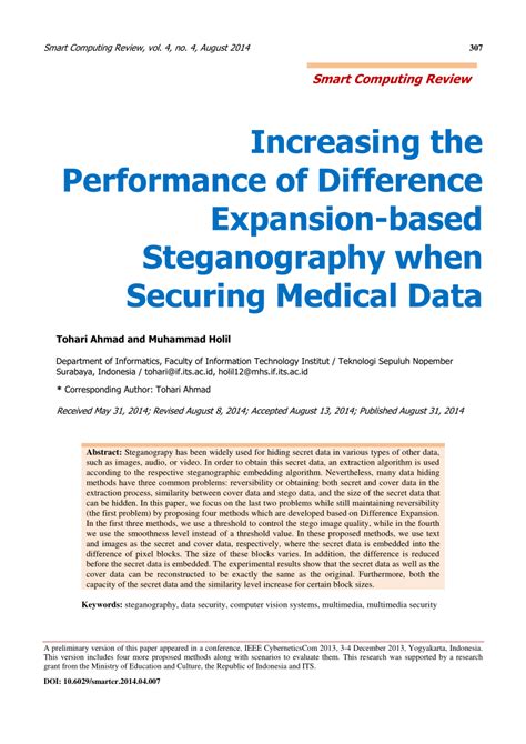 Pdf Increasing The Performance Of Difference Expansion Based Steganography When Securing