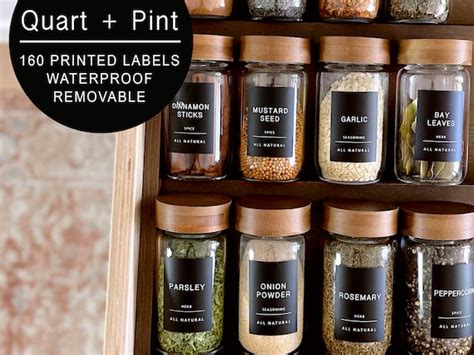 160 Minimalist Black Spice Labels Preprinted Modern Farmhouse Etsy