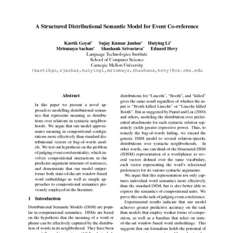 A Structured Distributional Semantic Model For Event Co Reference Acl Anthology