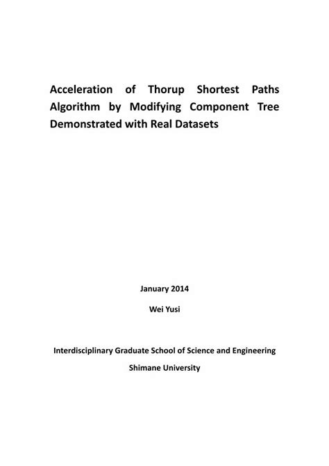 Pdf Acceleration Of Thorup Shortest Paths Algorithm By · Table Of