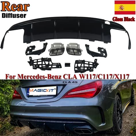 Magickit Para Mercedes Benz Amg W117 C117 X117 Difusor Trasero Con Tubos De Escape Cla260 Cla45