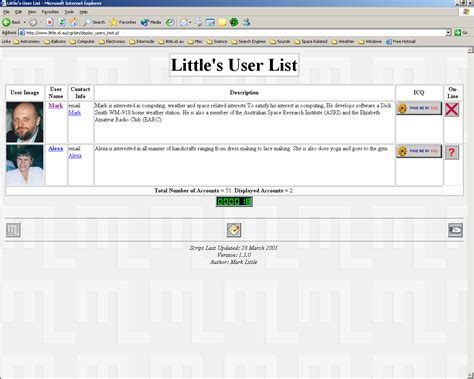Display Users Screen Shot