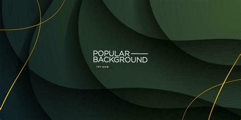 Modern Simple Abstract Dark Background With Green Color Wavy Design And Gold Lines Eps10 Vector