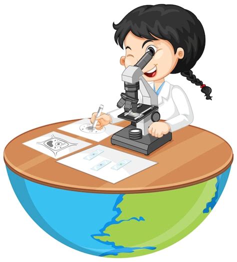 Free Vector Scientist Girl Using Microscope