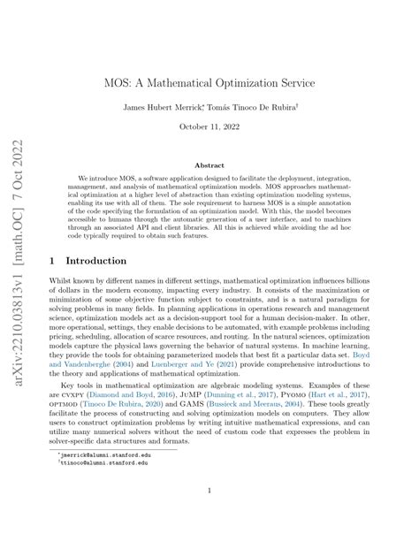 Pdf Mos A Mathematical Optimization Service