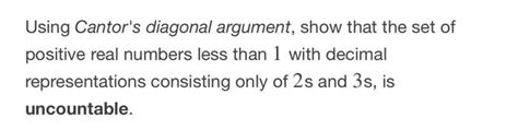 Solved Using Cantors Diagonal Argument Show That The Set